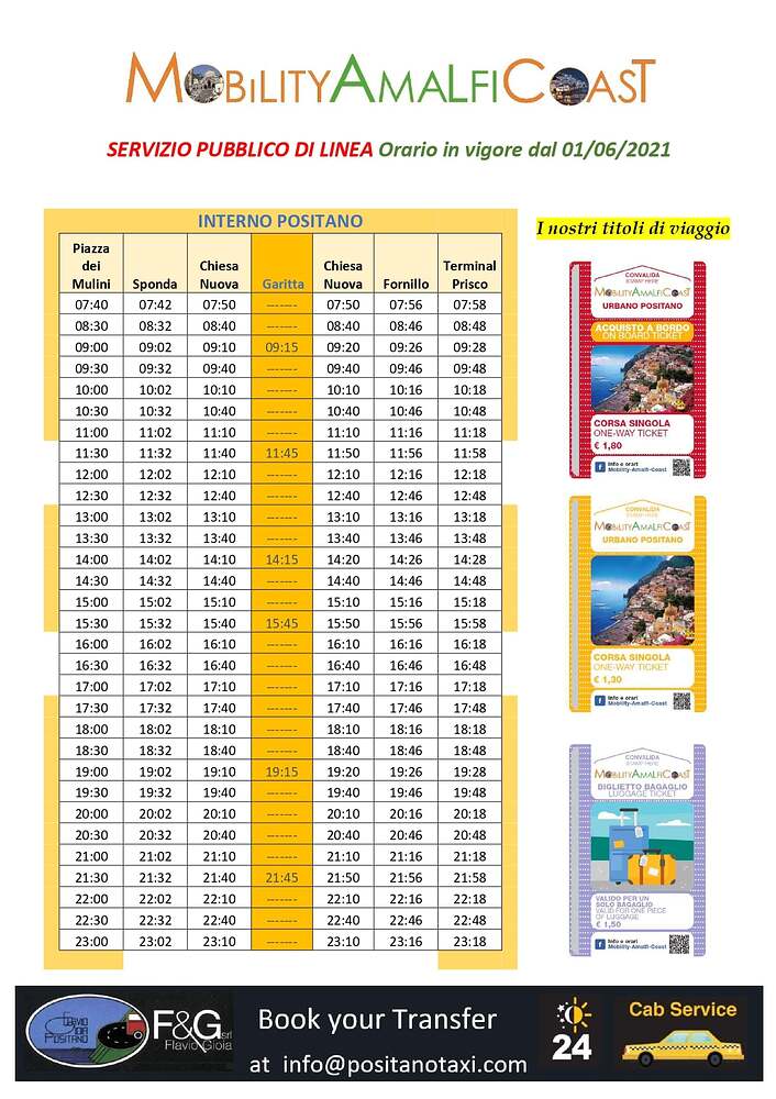 Mobility Amalfi Coast Bus: Positano, Nocelle, Praiano - Amalfi Coast ...